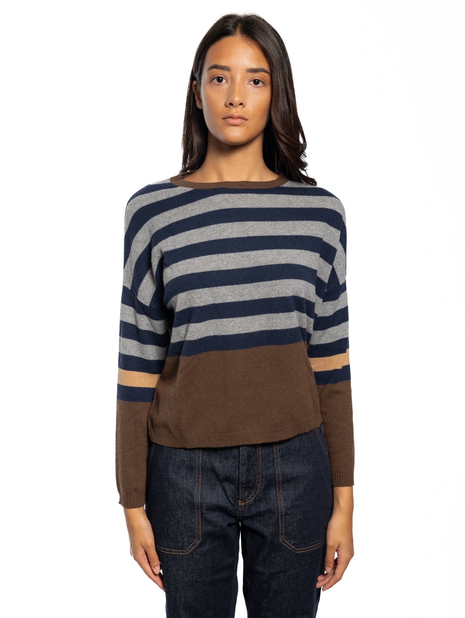 KANGRA - Maglia a Righe Girocollo Marrone – TRYME Shop