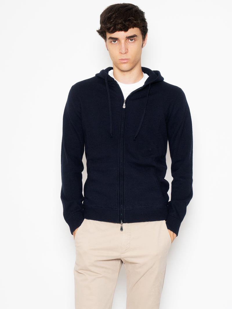 ALPHA STUDIO - Maglia con Cappuccio e Zip Blu Notte – TRYME Shop