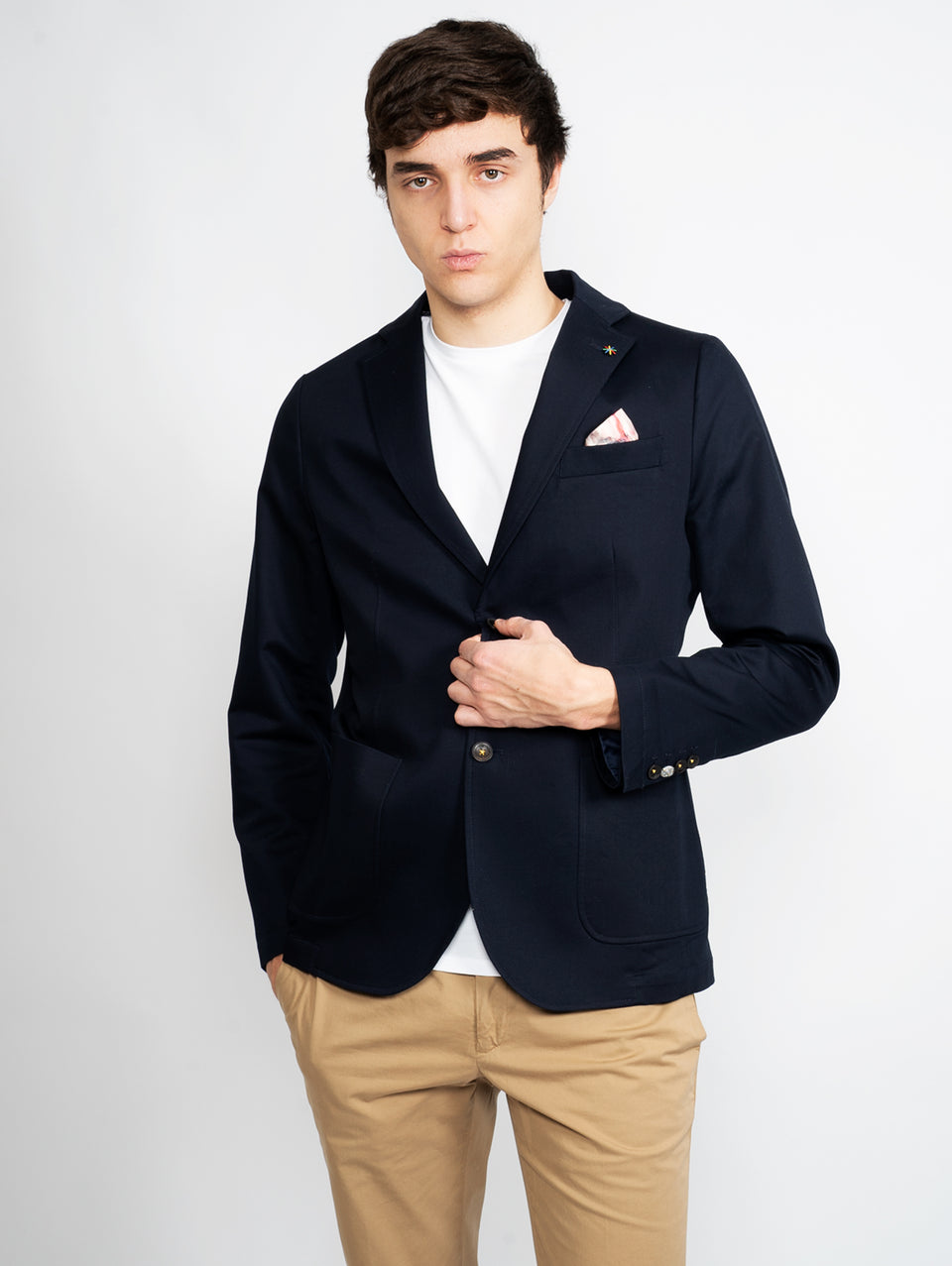 MANUEL RITZ - Giacca in Cotone Blu – TRYME Shop